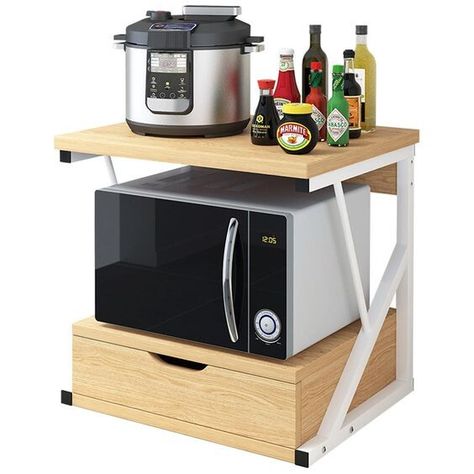 Microwave rack with safe wooden , rust free and good quality - Maakmall